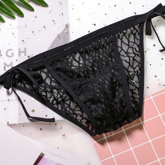 Underwear & Socks | Mens Black Lace Bikini Underwear | Poshmark